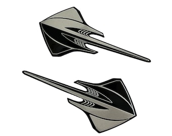 2X Black Glossy Stingray Mako Shark Fender Emblems for Corvette 14-19 ...