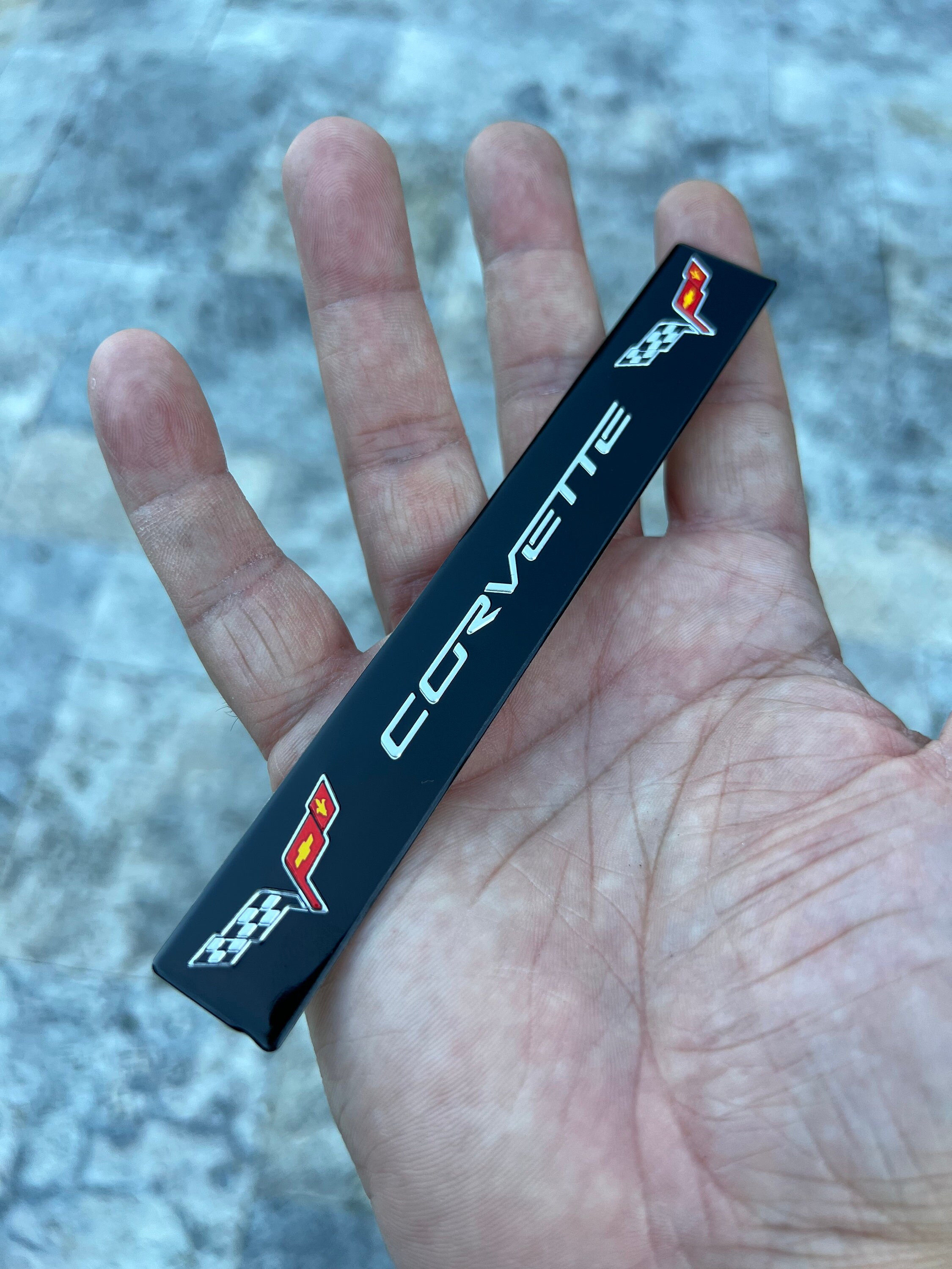 2 Rectangular Fender Console Dash Badge Engine Cover Aluminum Emblems ...