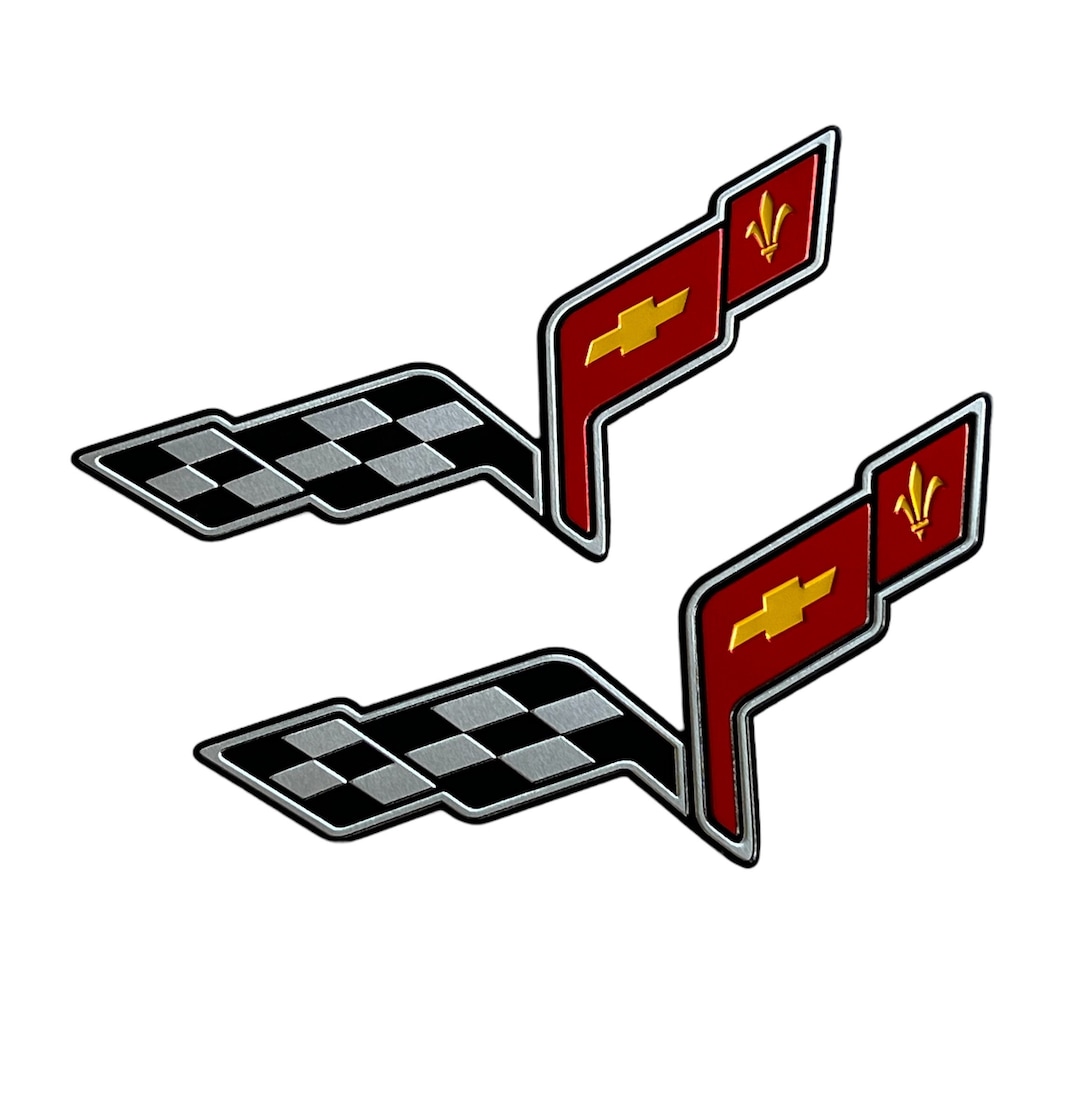 2 Fender Console Dash Badge Engine Cover Aluminum Emblems Chevy ...