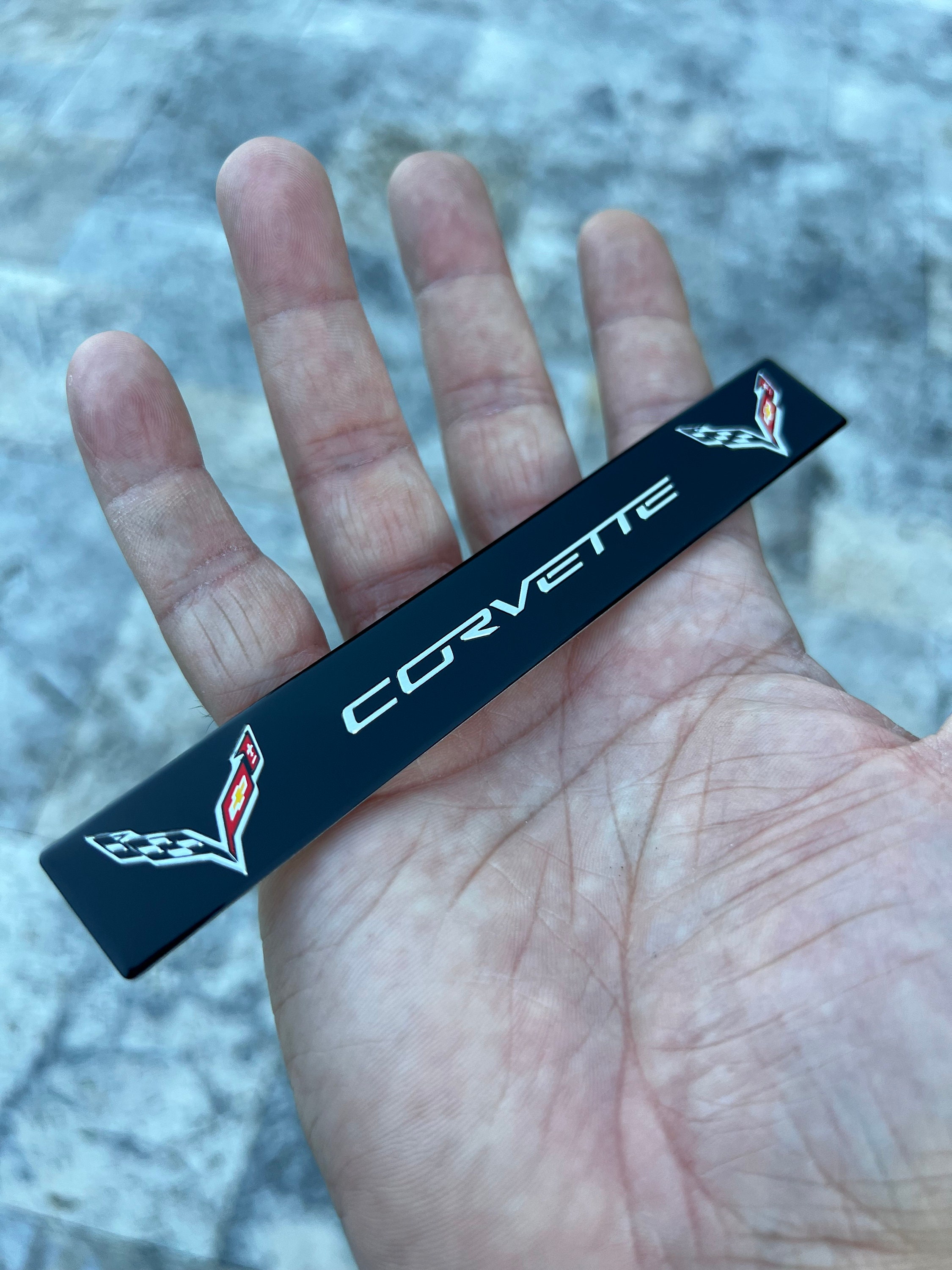 2 Rectangular Fender Console Dash Badge Engine Cover Aluminum Emblems ...