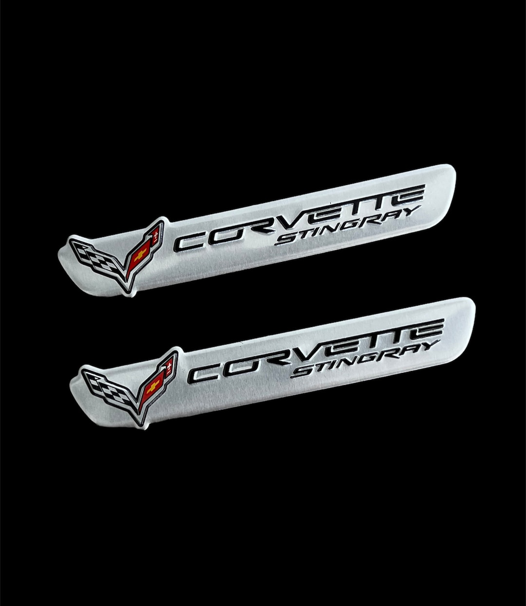 2 Fender Console Dash Badge Engine Cover Aluminum Emblems Chevy ...