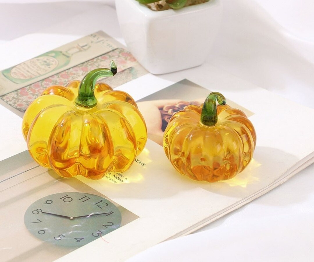 Decorative Glass Pumpkin Duo - Etsy