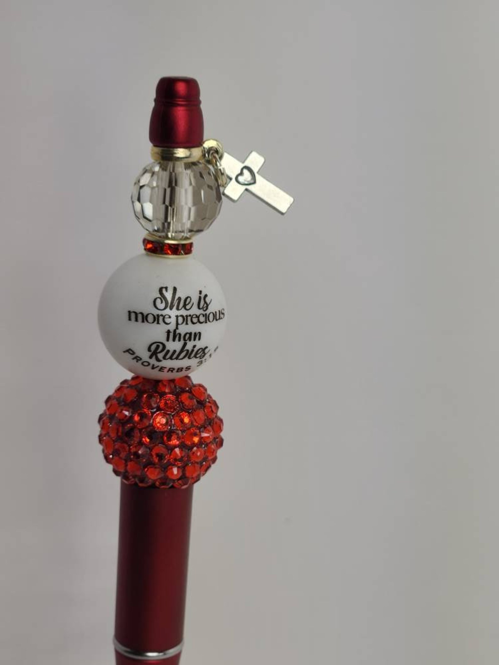 She is More Precious as Rubies Beaded Pen, Cross Charm, Fancy Pen, Bead ...