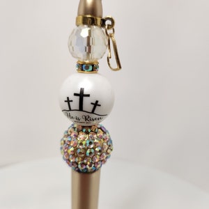 He is Risen Pen Beaded Pen, Angel Charm, Fancy Pen, Bead Pen, Gift ...