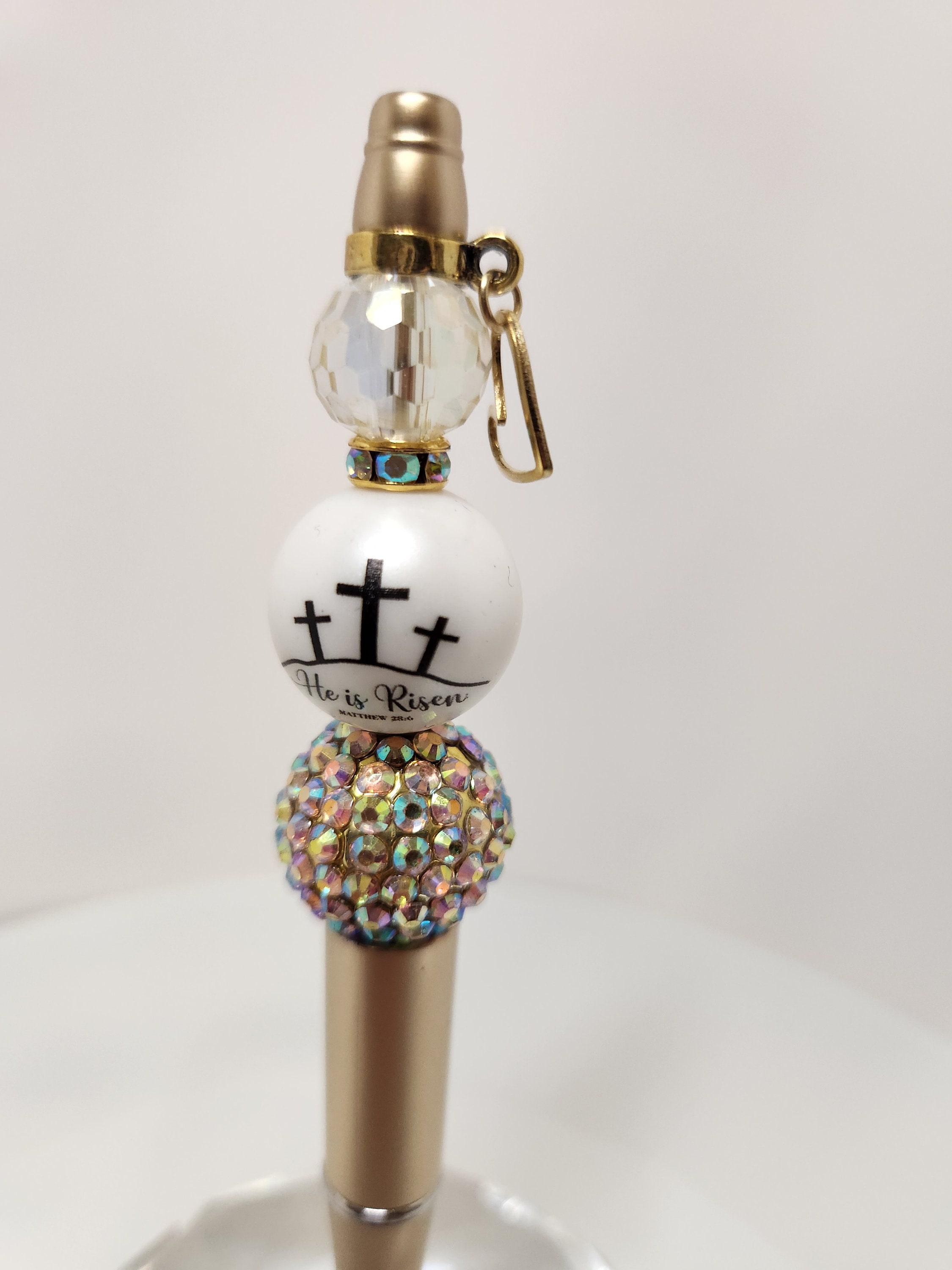 He is Risen Pen Beaded Pen, Angel Charm, Fancy Pen, Bead Pen, Gift ...