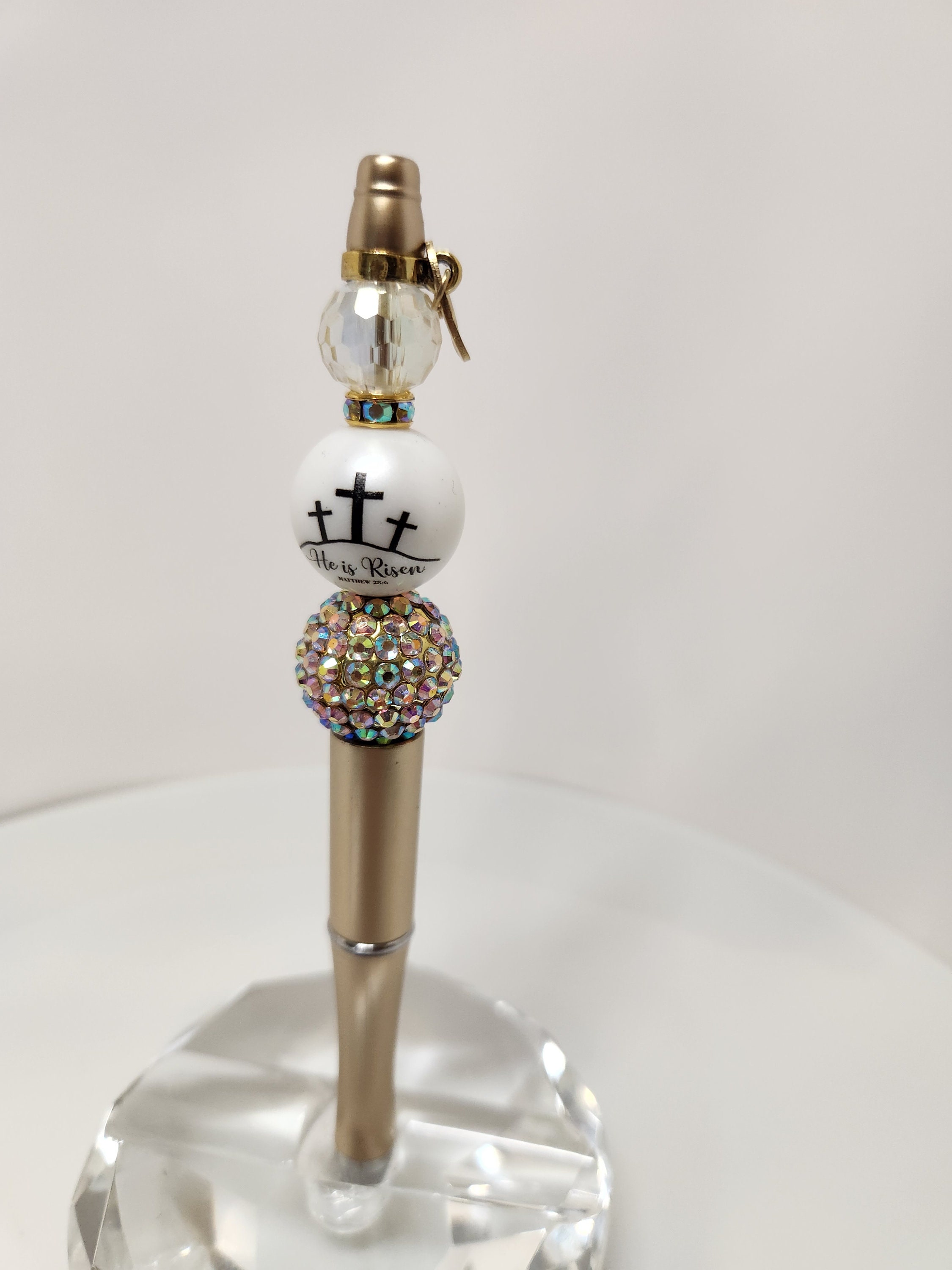 He is Risen Pen Beaded Pen, Angel Charm, Fancy Pen, Bead Pen, Gift ...