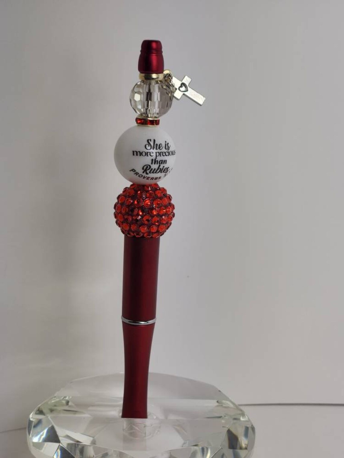 She is More Precious as Rubies Beaded Pen, Cross Charm, Fancy Pen, Bead ...