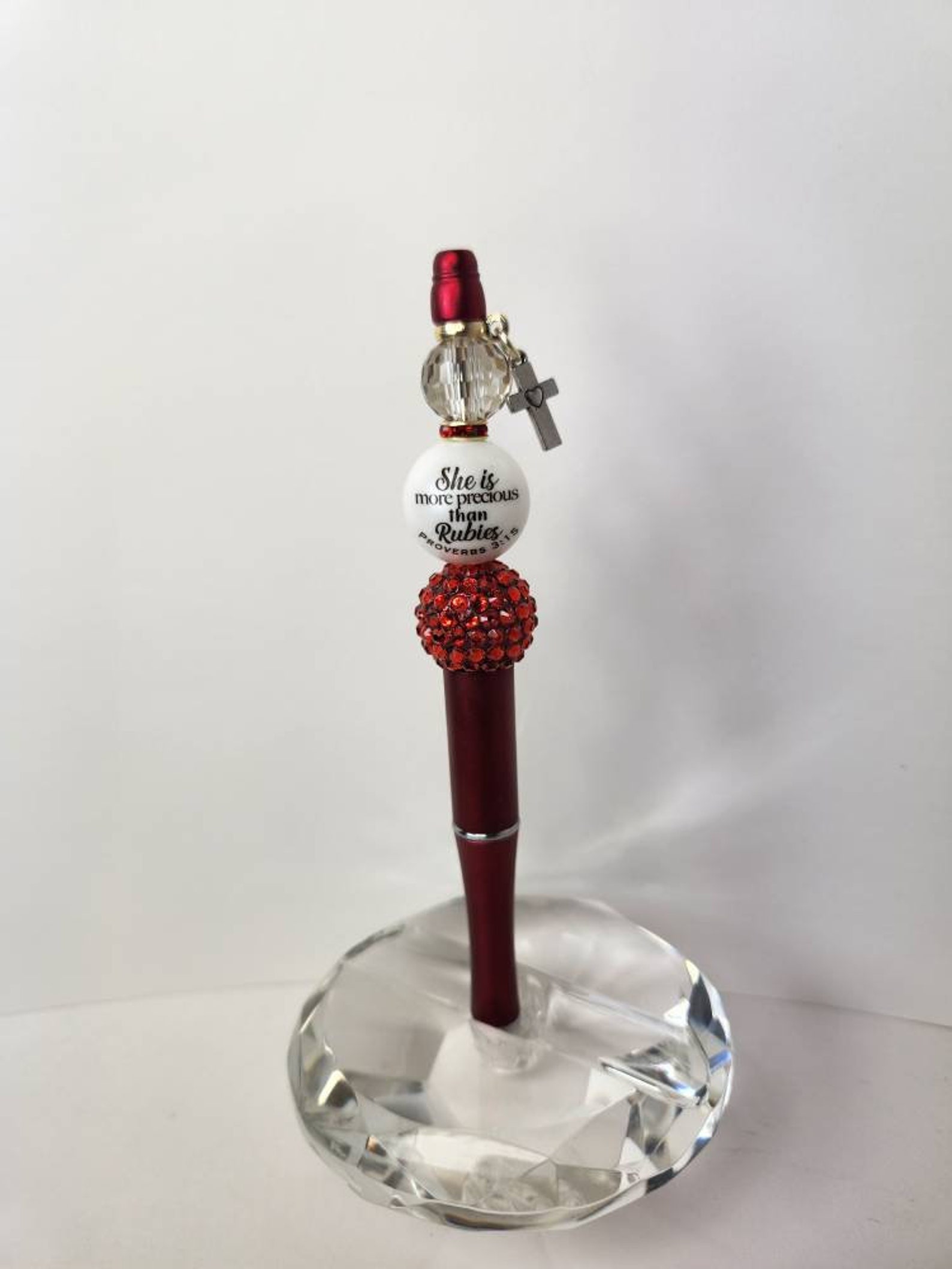 She is More Precious as Rubies Beaded Pen, Cross Charm, Fancy Pen, Bead ...