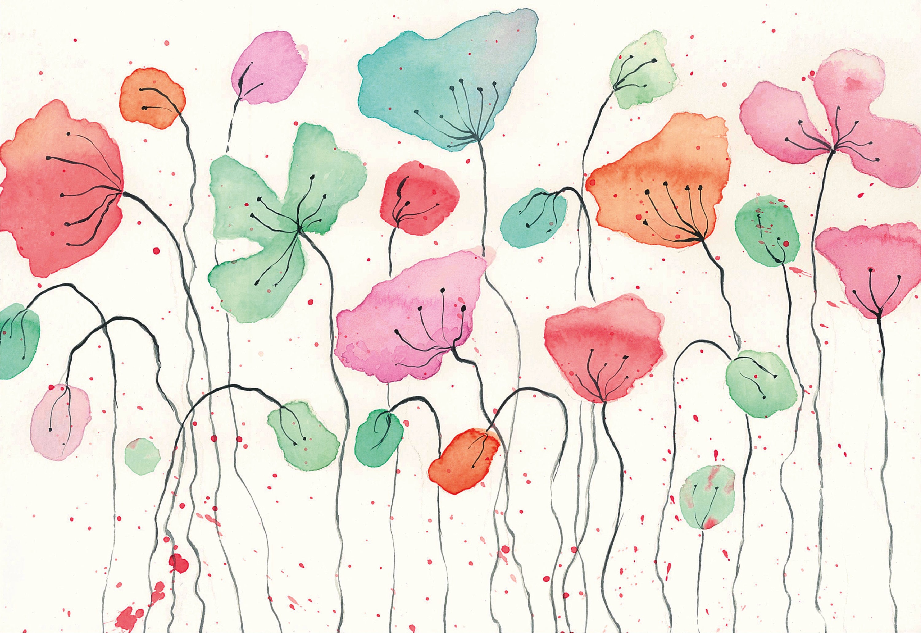 Flower Watercolor Printable,set of 3 Watercolor Prints, Digital ...