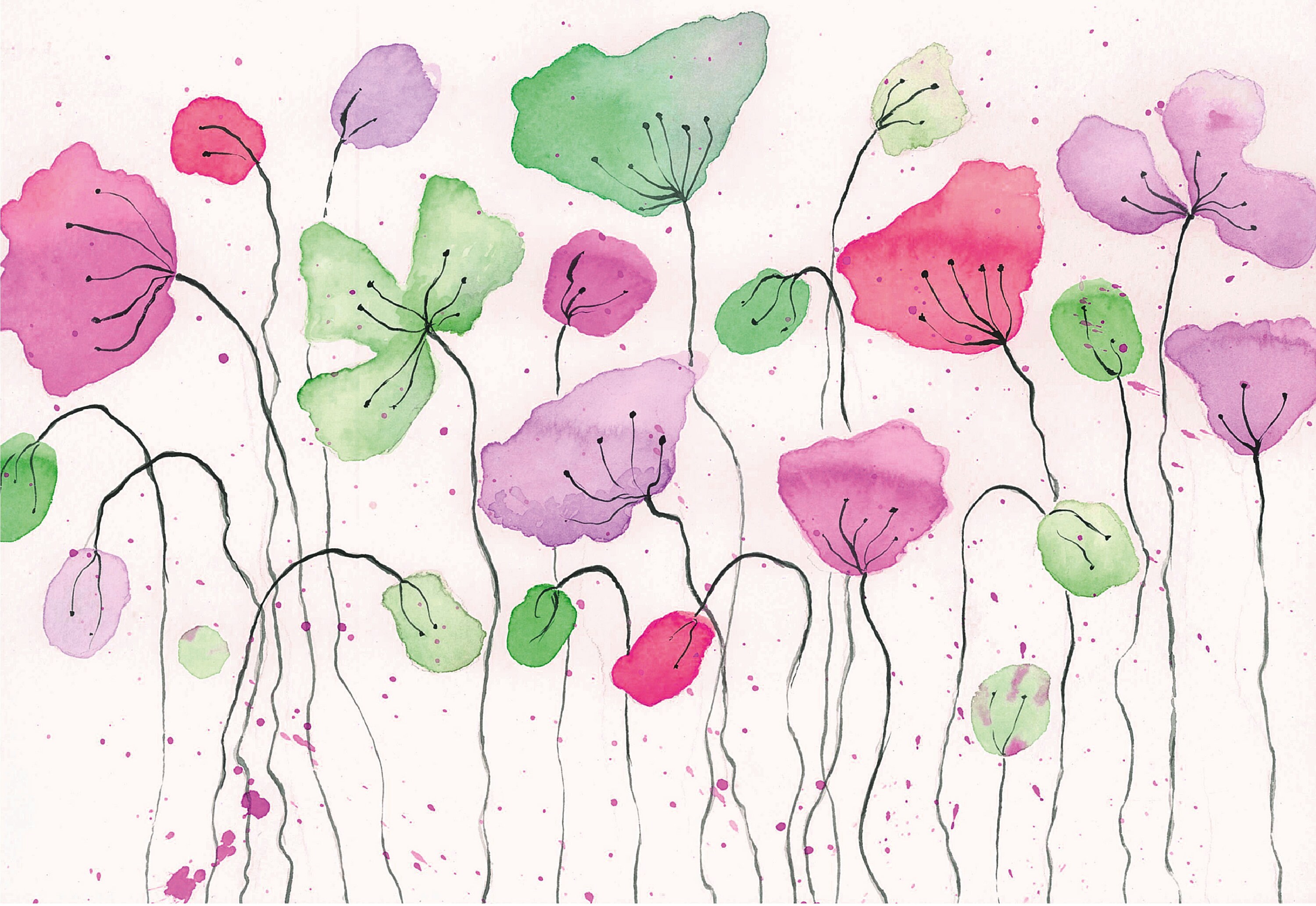 Flower Watercolor Printable,set of 3 Watercolor Prints, Digital ...