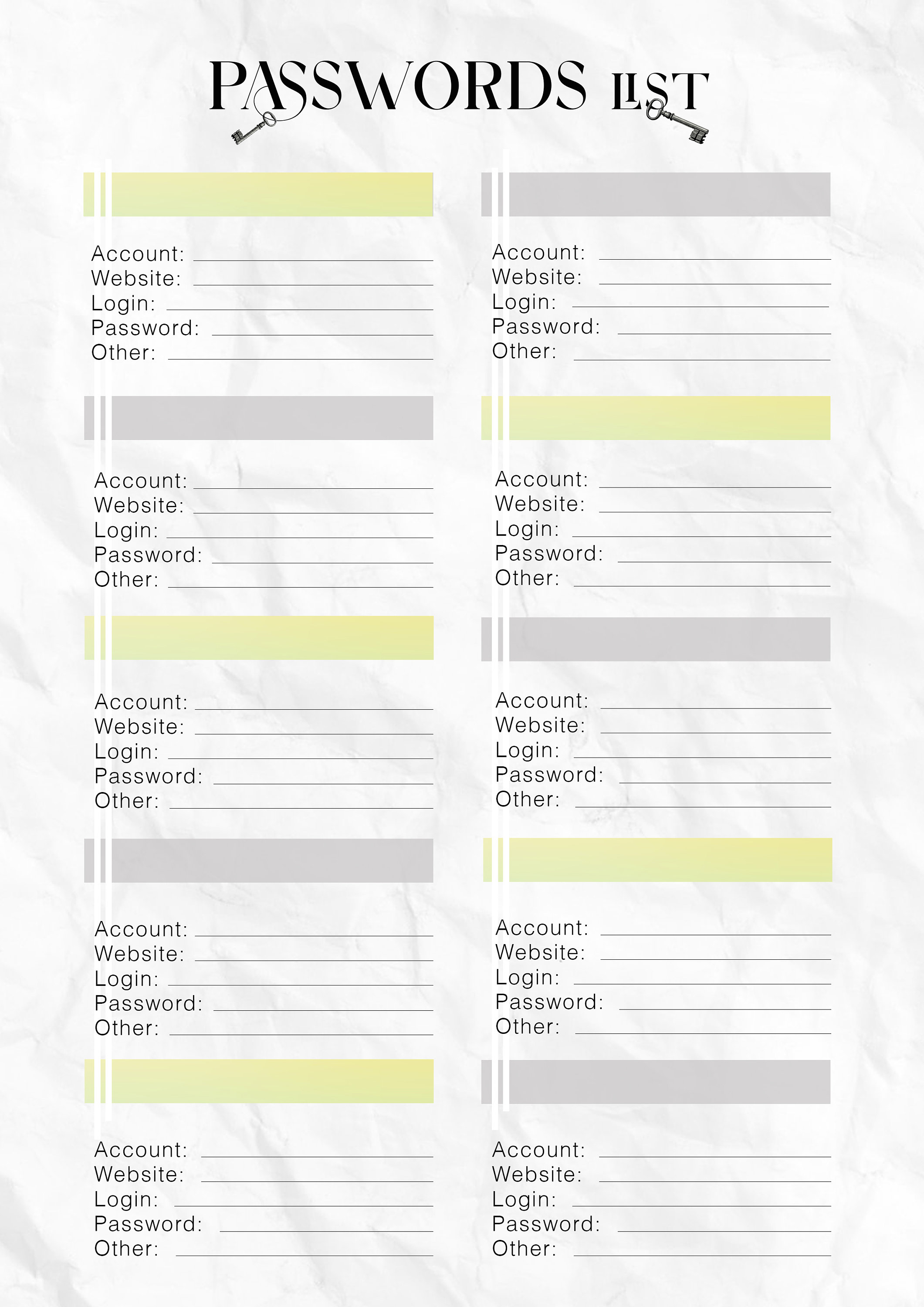 Printable Password Keeper | Password Tracker | Password Organizer ...