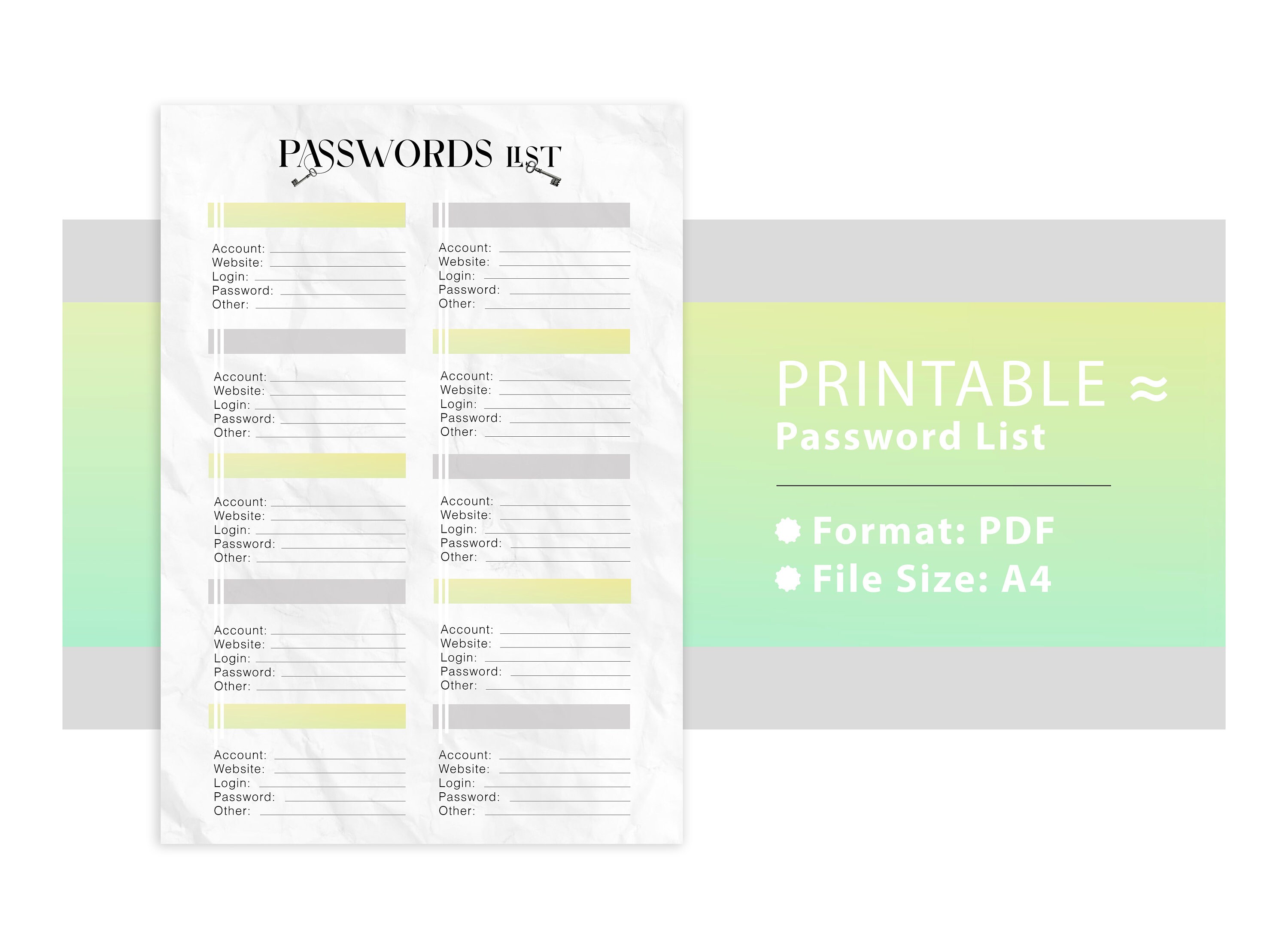 Printable Password Keeper | Password Tracker | Password Organizer ...