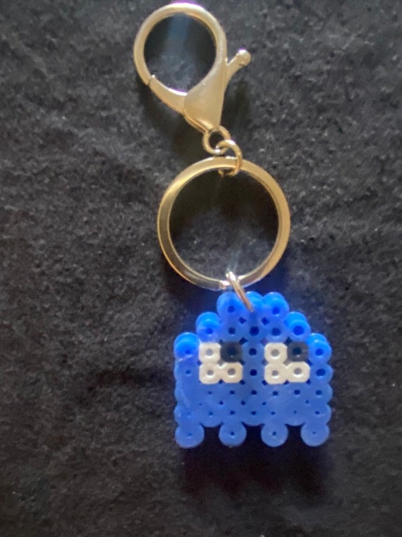 Blue PAC Man Ghost Character Perler Bead Keychain - Etsy