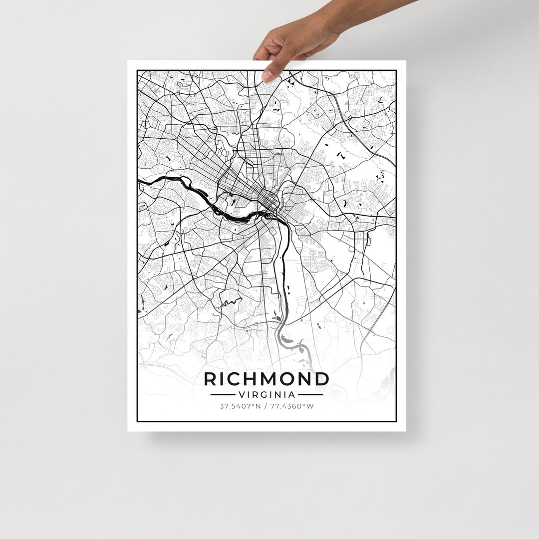 Richmond Virginia Map Art, RVA Map, Artist Design, Holiday Gift, Moving ...