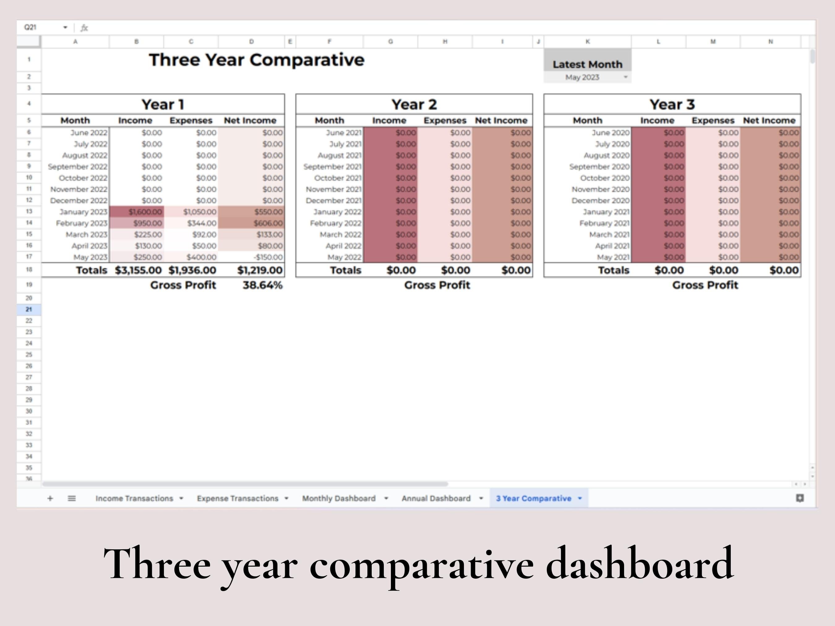 Easy Bookkeeping Spreadsheet Template for Google Sheets, Small Business ...