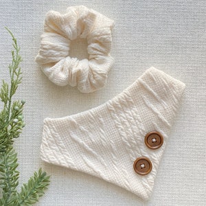 Sweater Knit Scrunchie | Cable Knit Scrunchie | Winter White Scrunchie ...