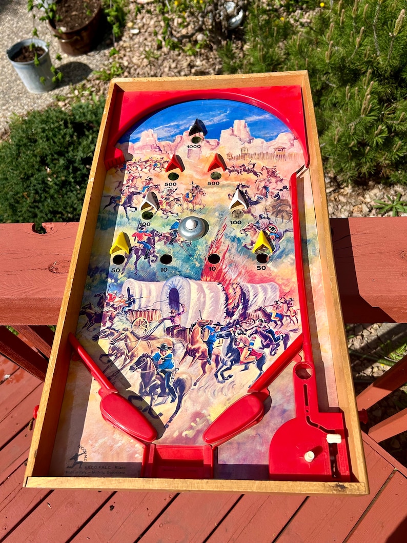 1960s Italian Arcofalc Pinball Flipper Machine Vintage Toy Cowboys - Etsy