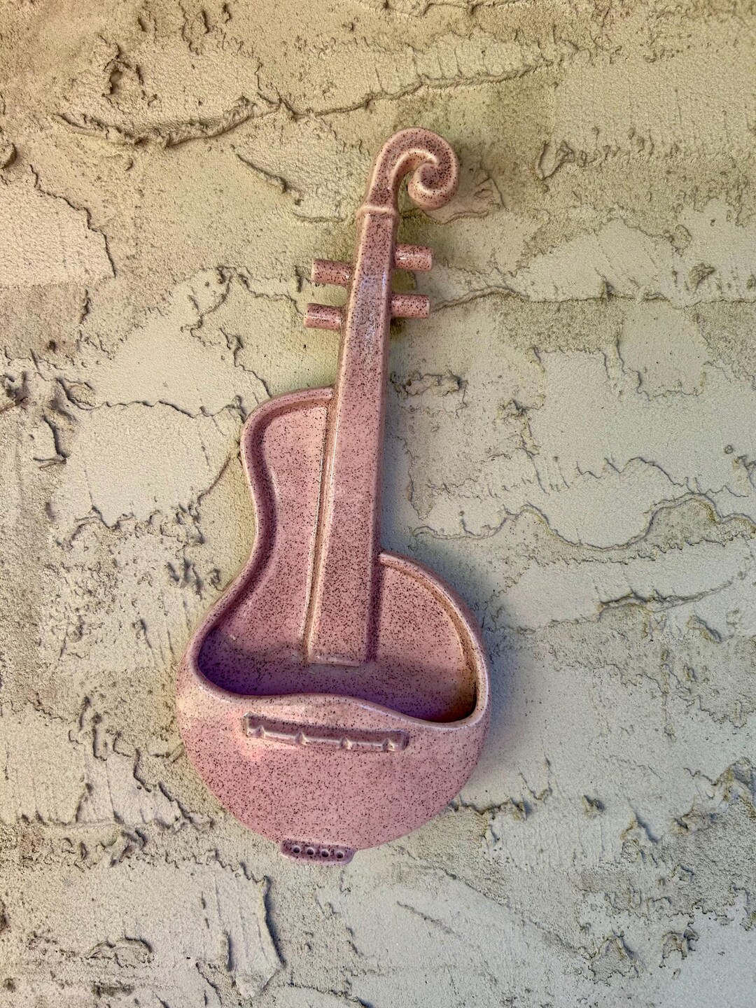 Vintage Red Wing Pottery Violin Cello Pink Wall Pocket Planter M-1484 ...
