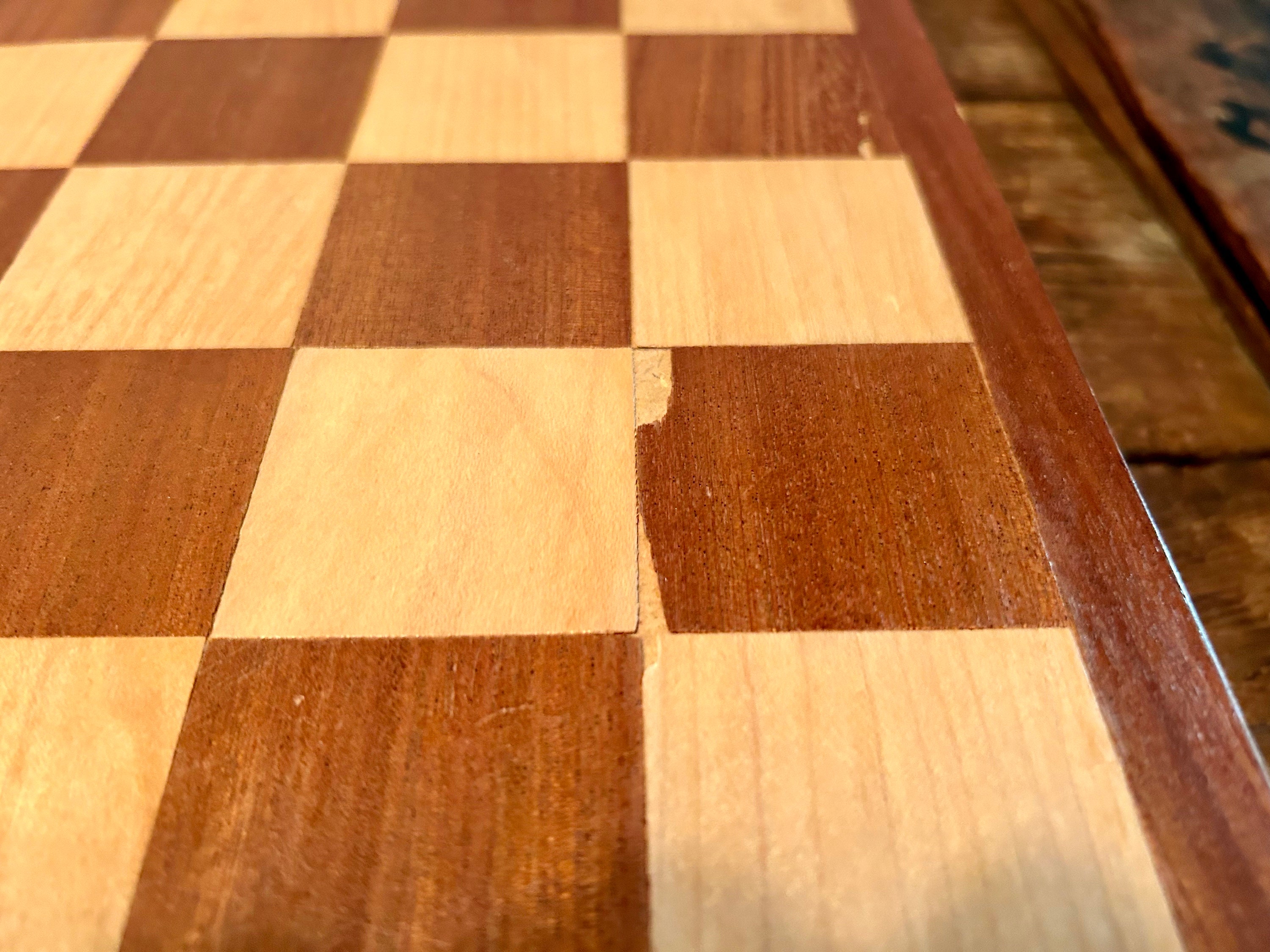 Vintage Folding Wooden Chess Board, 16x16 Overall, 12.5 Board With 1 ...