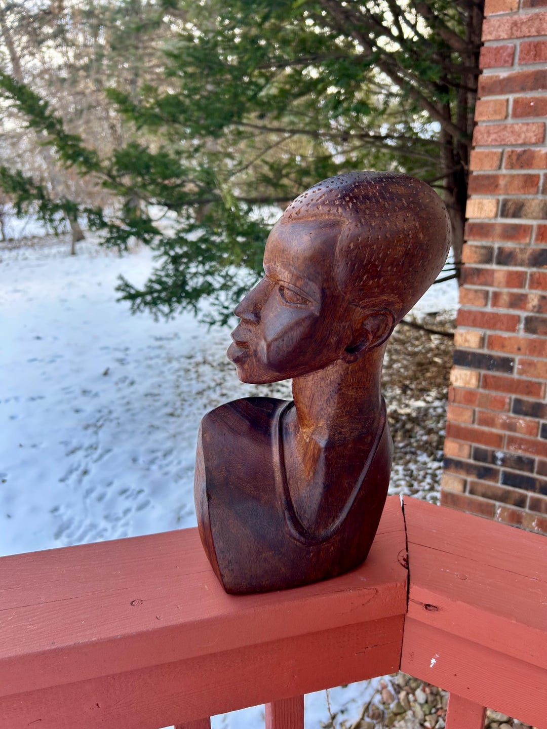 Hand Carved Wood African Head Bust Figure Sculpture 14x6x3.5 - Etsy