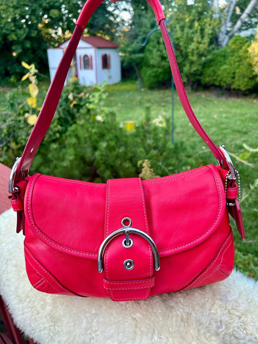 Rare Y2K Coach Signature Soho Small Leather Flap Buckle Bag Cherry Red ...