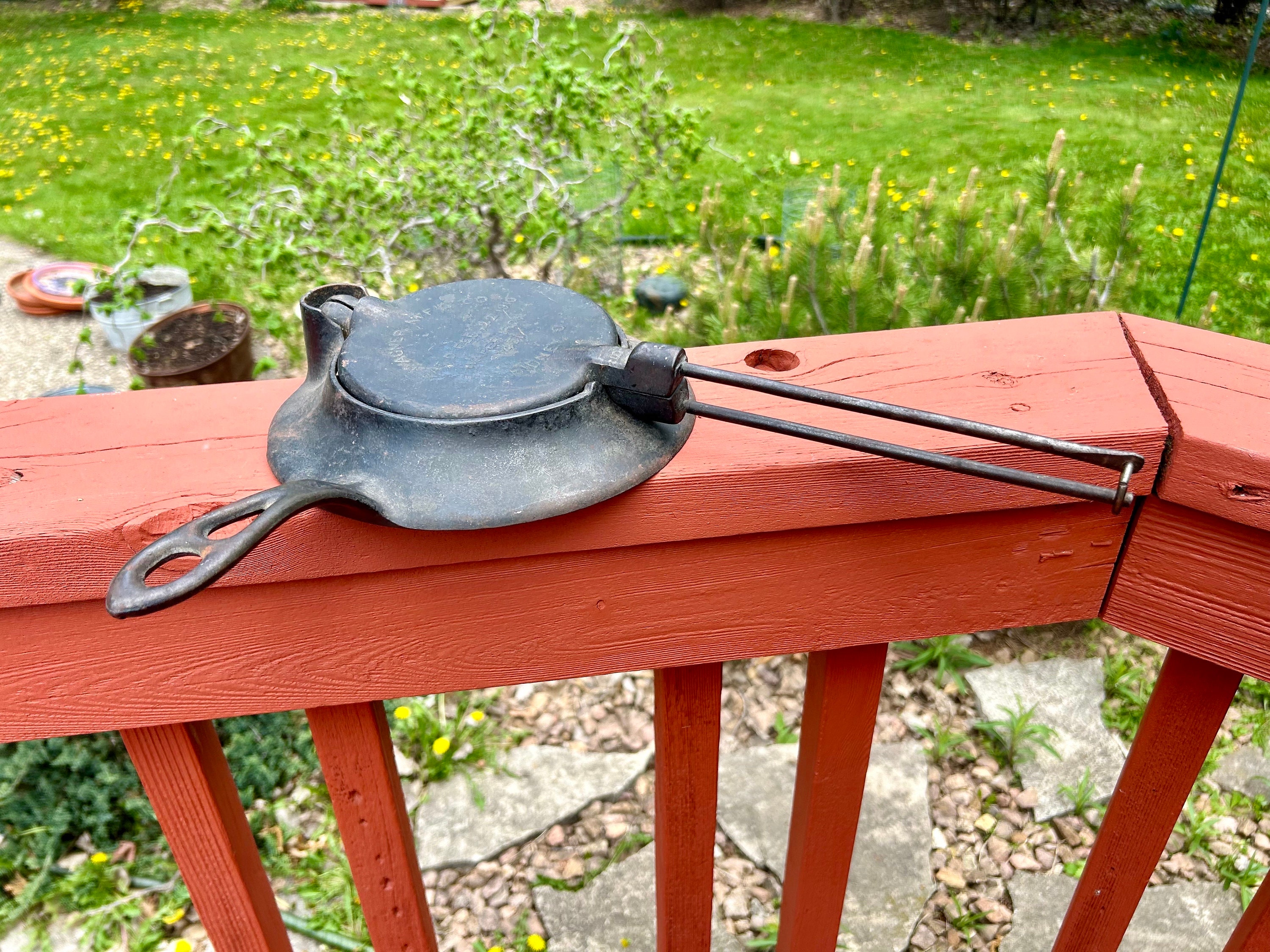 Wagner Wafer Iron Pizzelle Iron Cast Iron 1451 Pat'd Feb., 22 1910 ...
