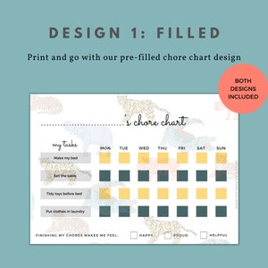 Printable Chore Chart | Kids Weekly Reward Chart | 2 Animal Safari ...