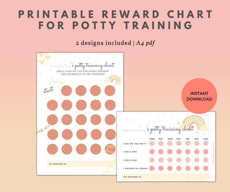 Printable Potty Training Reward Chart Toddler Weekly Chart 2 Rainbow ...