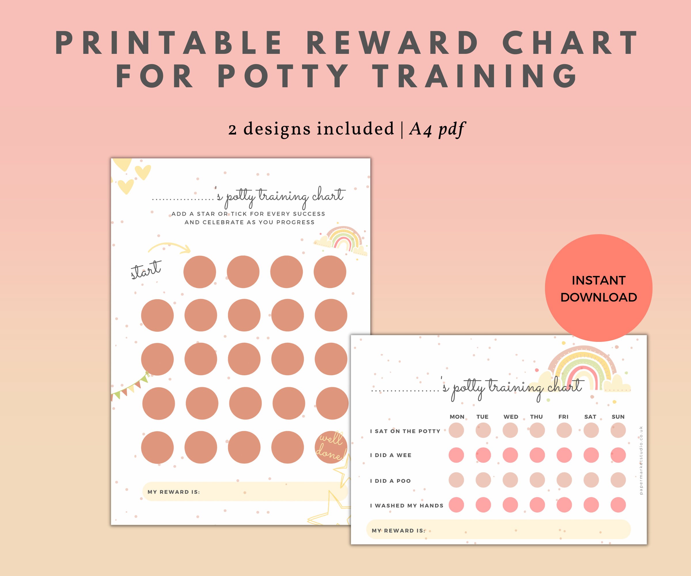 Printable Potty Training Reward Chart | Toddler Weekly Chart | 2 ...