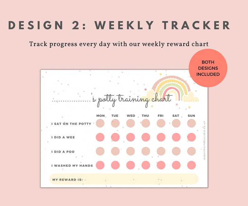 Printable Potty Training Reward Chart | Toddler Weekly Chart | 2 ...