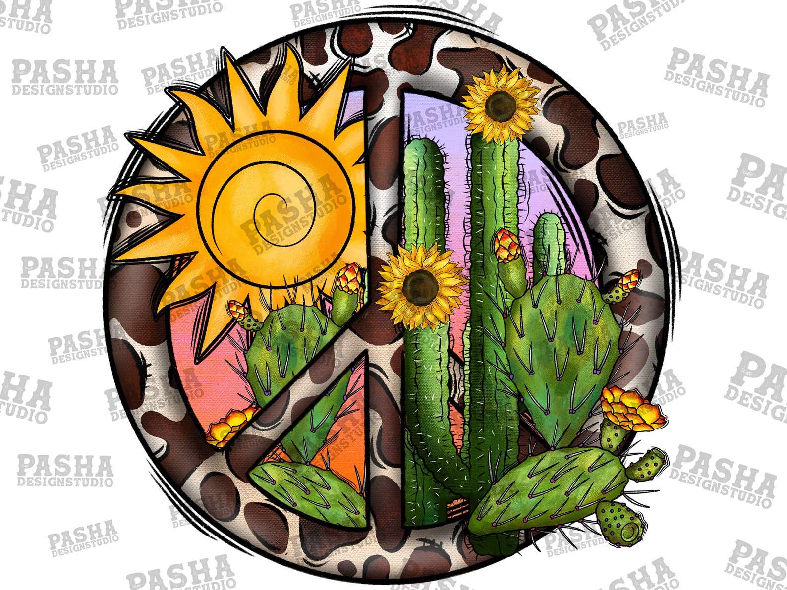 Peace Symbol Png Flower Png Western Cactus Png Country - Etsy