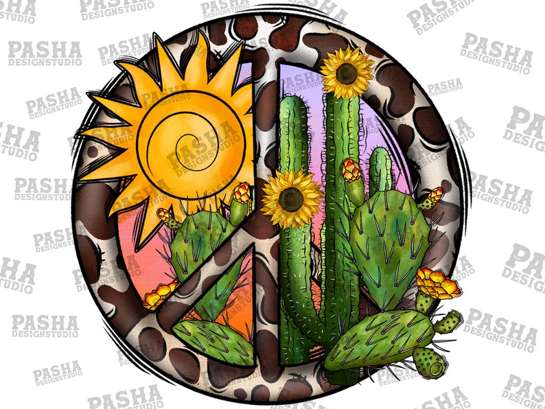 Peace Symbol Png Flower Png Western Cactus Png Country - Etsy