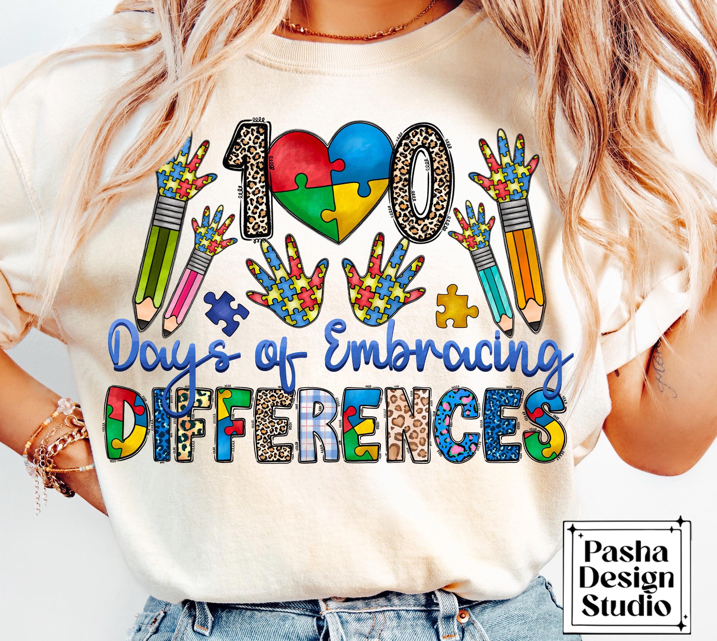 100 Days of Embracing Differences PNG, Happy 100 Days of School File ...