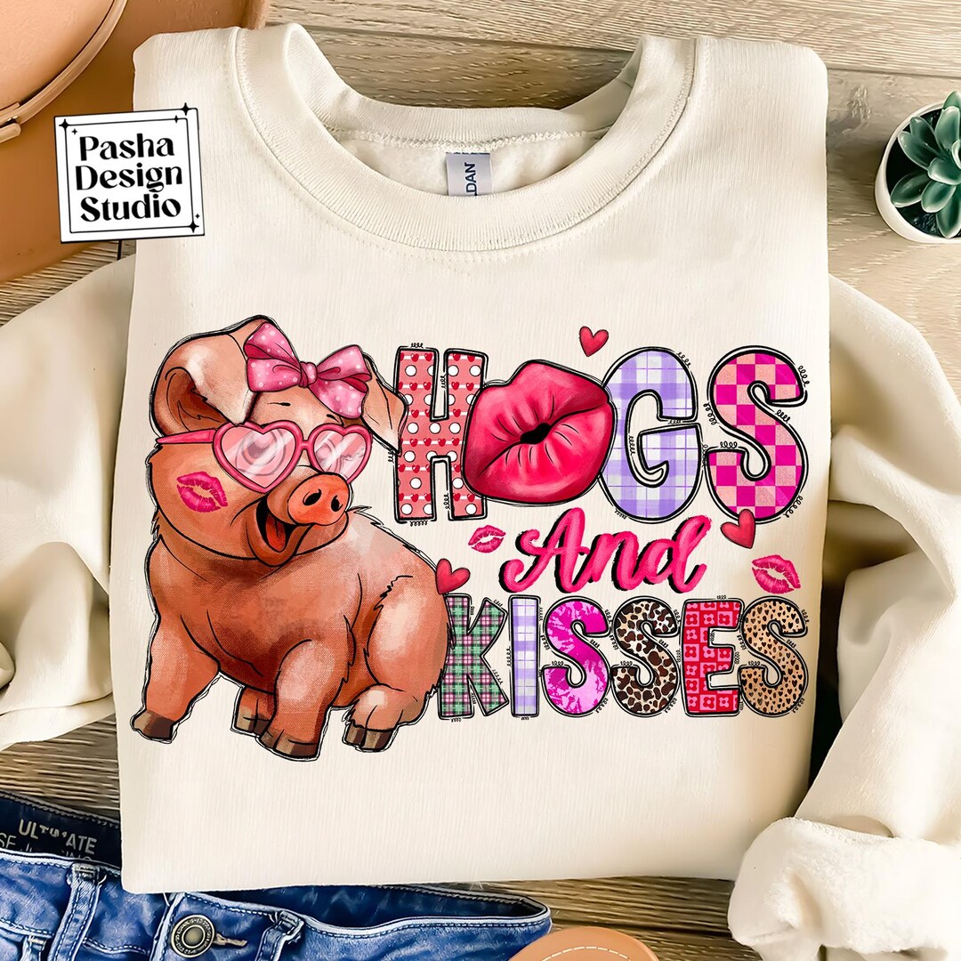 Hugs and Kisses Png, Sublimation Png, Pig, Valentine's Day Png ...