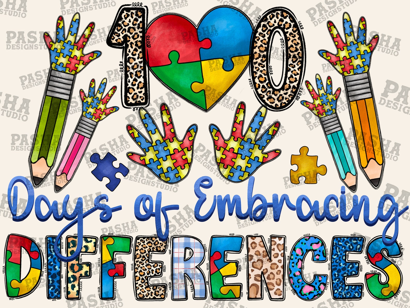 100 Days of Embracing Differences PNG, Happy 100 Days of School File ...