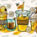 Honey Bee Coffee Cups Png Sublimation Design, Honey Bee Coffee Clipart ...