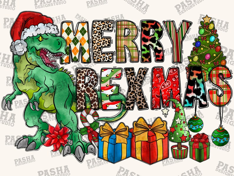 Merry Rexmas Png, Tree Rex Png, Christmas, Dinosaur Christmas Png,rex ...