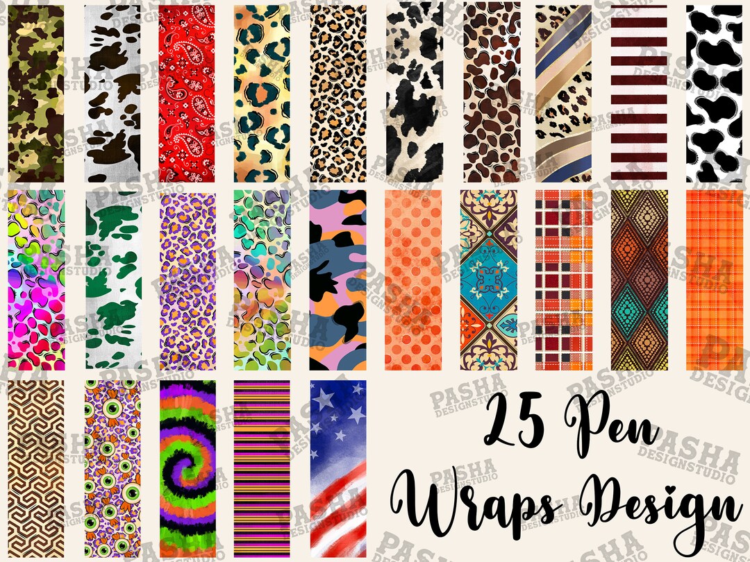 25 PNG Pen Wrap Bundle, Pen Wrap Sublimation Designs, Pencil ...