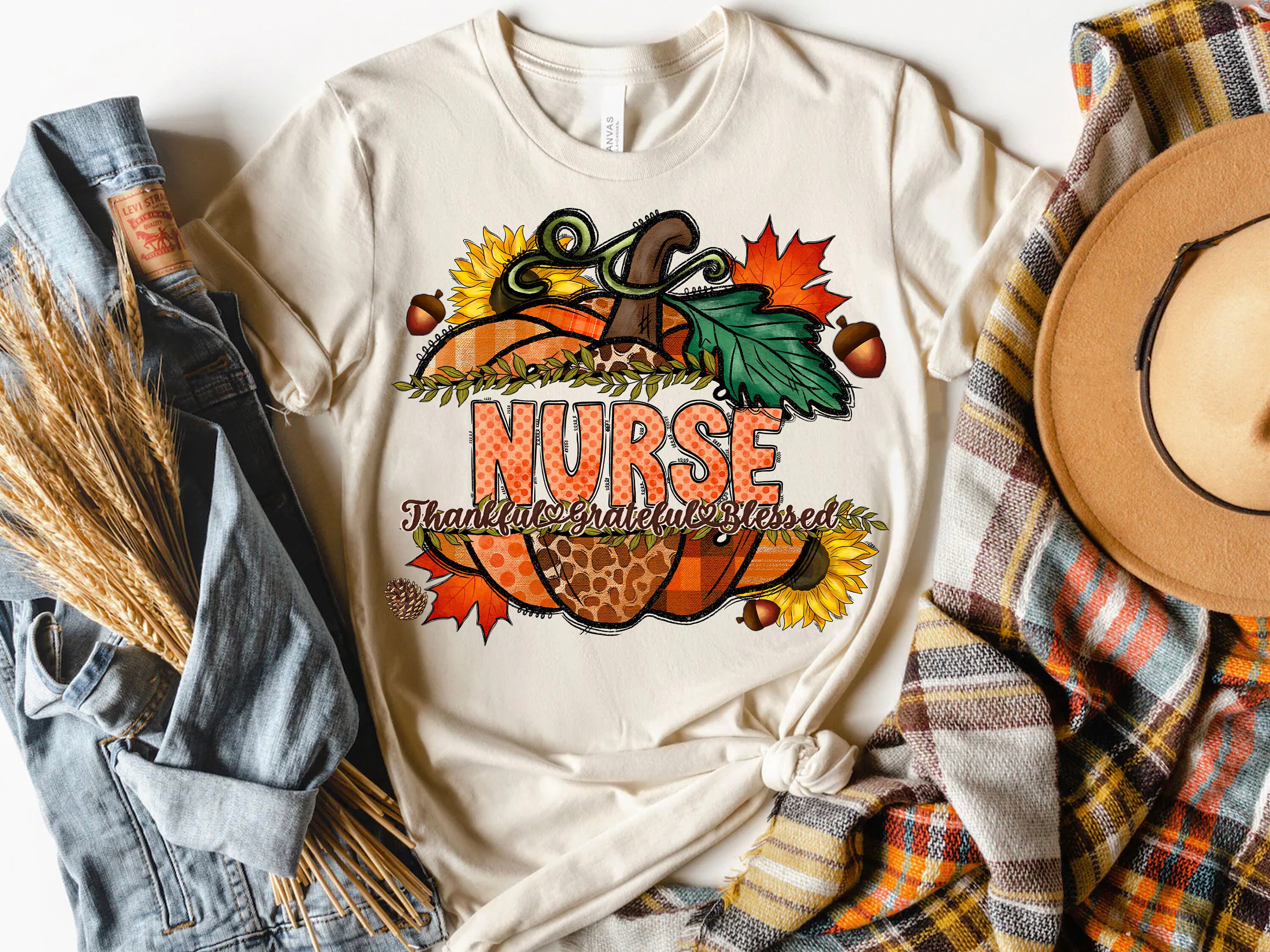 Nurse Thankful Grateful Blessed PNG Pumpkin Png Fall Nurse - Etsy