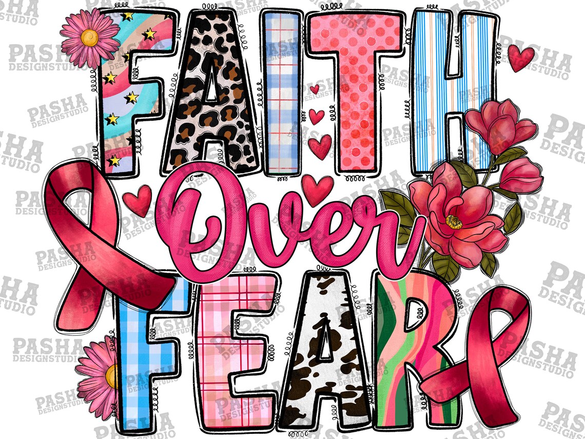 Faith Over Fear Png Pink Ribbon PNG Faith Leopard Christ - Etsy