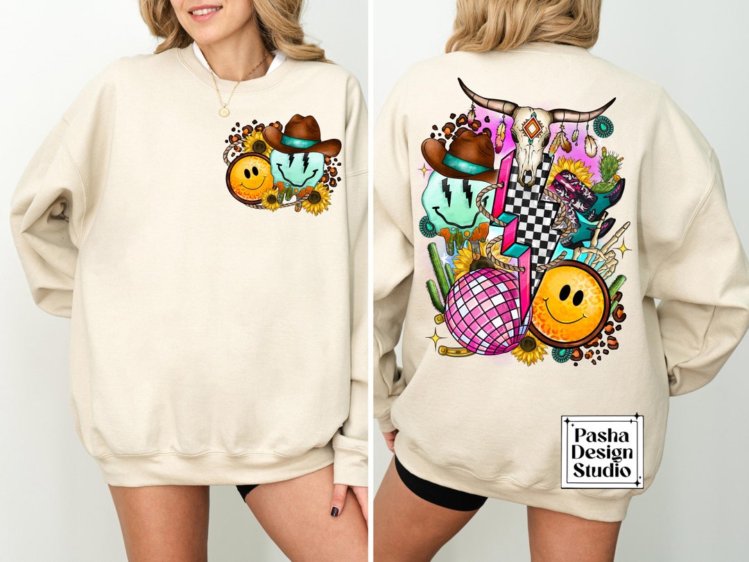 Western Png Designs, Western Smiley Face, Retro Png, Boho Skull ...