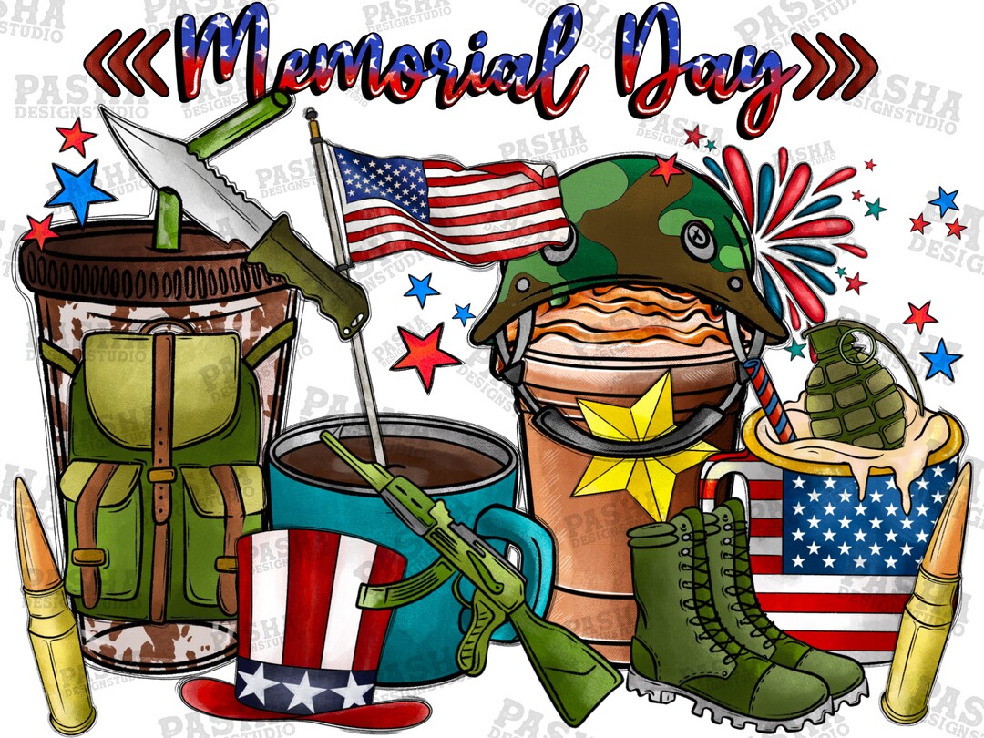 Memorial Day Coffee Cups Png, 4th of July Png, Memorial Day, Firework ...