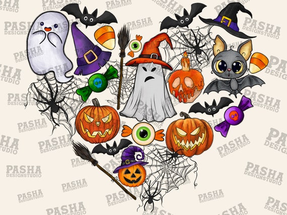Halloween Doodle Heart Png Love Halloween Png Spooky Babe - Etsy