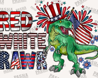 Red White and Rawr Png Sublimation Design Download 4th of - Etsy