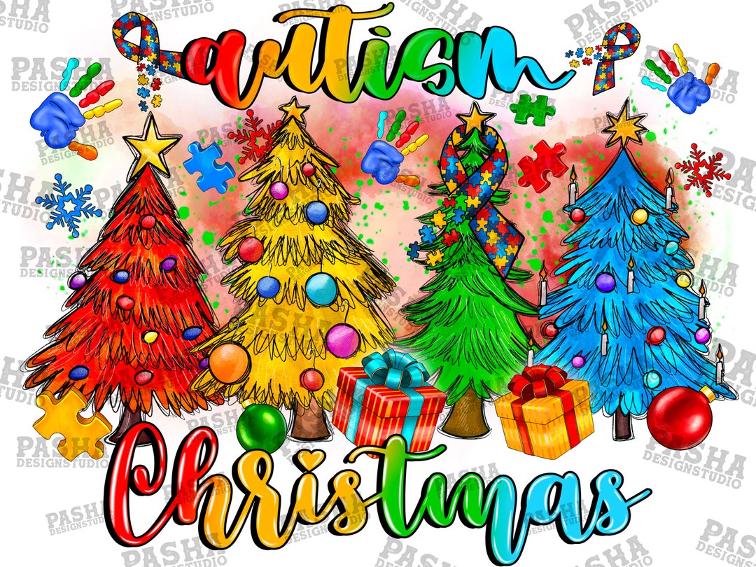 Autism Awareness Christmas Trees Png, Autism Christmas Png, Autism ...