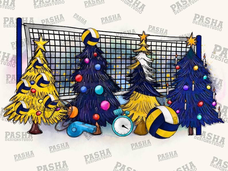 Christmas Trees Png Volleyball Christmas Treesvolleyball - Etsy