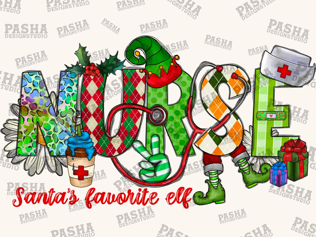 Nurse Santa's Favorite Elf Png Sublimation Design, Merry Christmas Png ...