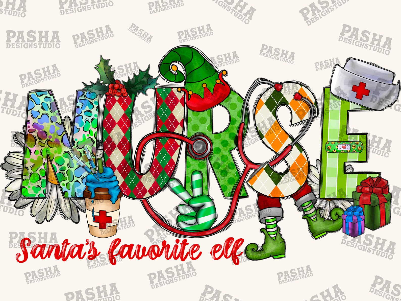 Nurse Santa's Favorite Elf Png Sublimation Design Merry - Etsy