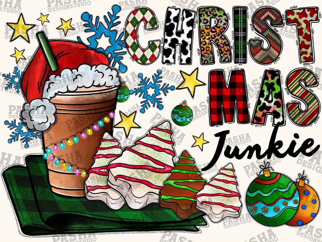 Christmas Junkie PNG Sublimation Design, Christmas Lights, Digital ...