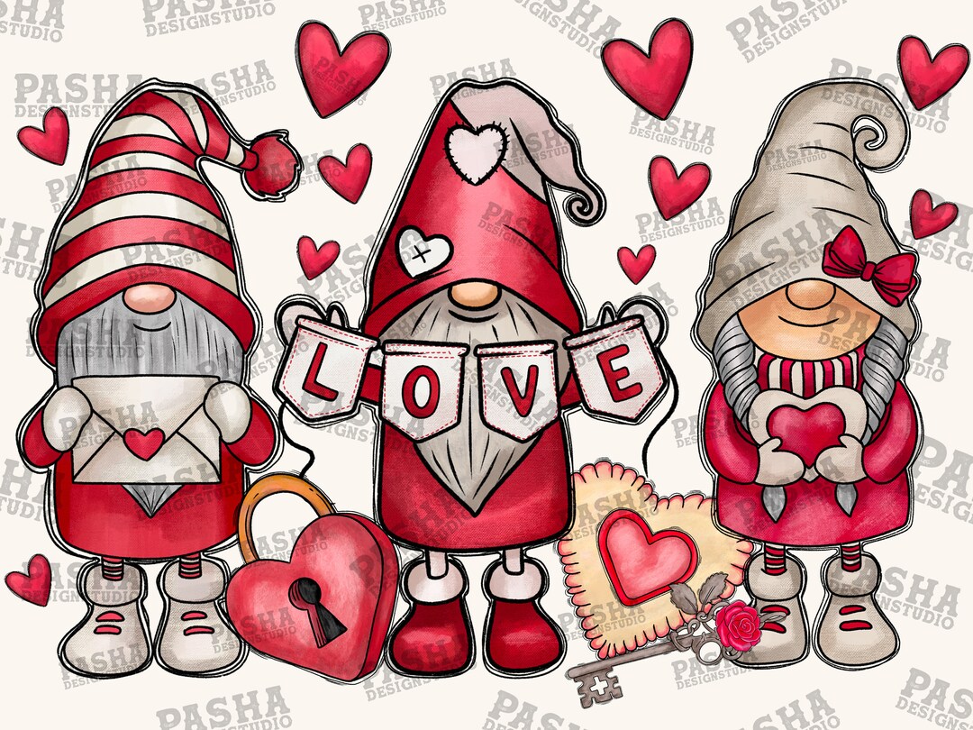 Valentine's Day Gnome Png, Xoxo Png, Heart, Hugs and Kisses, Valentine ...